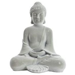 TrendLine Dekofigur Buddha sitzend 23 x 18 cm grau