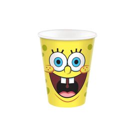 Festivalartikel Einwegbecher SpongeBob Set 8 Einwegbecher Pappbecher 250 ml SpongeBob Schwammkopf