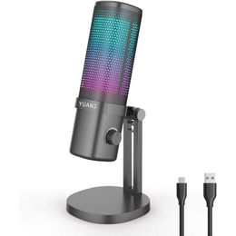 YUANJ Streaming-Mikrofon, Gaming Mikrofon PC USB Mikrofon für Podcast-Streaming Mute Touch