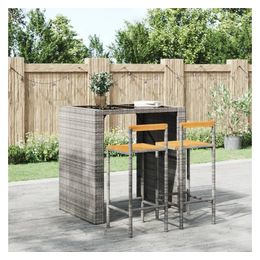 furnicato Barhocker 2 Stk. Grau Poly Rattan und Massivholz Akazie (2 St)