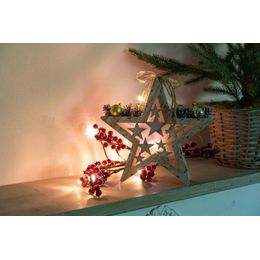 Wohnando Weihnachtsdorf Winterlicher Stern aus Holz im weihnachtlichen Design