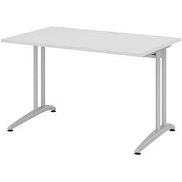 Hammerbacher BS12 Schreibtisch lichtgrau rechteckig, C-Fuß-Gestell silber 120,0 x 80,0 cm