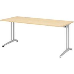 Hammerbacher BS19 Schreibtisch ahorn rechteckig, C-Fuß-Gestell silber 180,0 x 80,0 cm