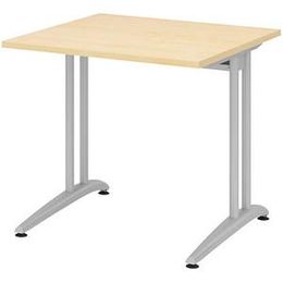 Hammerbacher Altus Schreibtisch ahorn quadratisch, C-Fuß-Gestell silber 80,0 x 80,0 cm