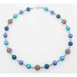 traumschmuck Perlenkette 244c Halskette Perlenkette Glasperlen blau petrol