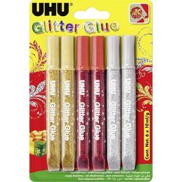 UHU Bastelfarbe UHU Glitter Glue 6 x 10 ml