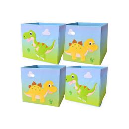 TE-Trend Spielzeugtruhe 4 Stück Dinosaurier Motiv Aufbewahrungsbox Kinder Faltbox Kinderzimmer