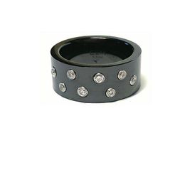 Edelschmiede925 Silberring Ring Keramik schwarz Bandring Zirkonia breit#58