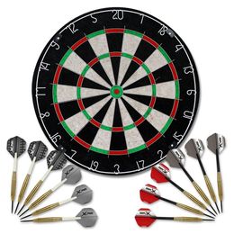 XQMAX Dartscheibe Classic + 12 Steeldarts Darboard Scheibe