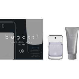 Eau de Toilette Bugatti "Bugatti signature man grey GP 100ml EDT + 200 ml SG" Parfüms Gr. 300 ml, grau Herren Eau de Toilette