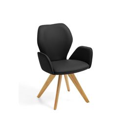 NIEHOFF SITZMÖBEL Niehoff Sitzmöbel Colorado Trend-Line Design-Armlehnenstuhl Eichen/Leder - 180° drehbar Napoli schwarz