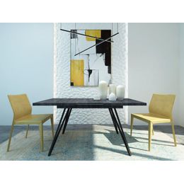 Möbelcenter Löhne Esstisch LIFE 120-160x80 cm/ Metallfüße/ Tischplatte Weiß/ Beton/ Eiche/Schwarz