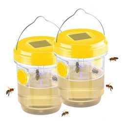 GelldG Bienenkiste Wespenfalle: 2er-Set ungiftig Solar-LED-Insektenfalle
