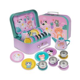 Jewelkeeper Kindergeschirr-Set Kinder Zinn Teeservice & Tragetasche