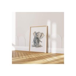 JUSTGOODMOOD Poster Premium ® Safari Tiere Wald Dschungel Löwe Zebra Aquarell ohne Rahmen