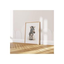 JUSTGOODMOOD Poster Premium ® Safari Tiere Wald Dschungel Löwe Zebra Aquarell ohne Rahmen