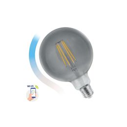 Spectrum SMART LED-Leuchtmittel LED E27 G125 Rauchglas Smart 5W=31W Alexa Google 4000K-6500K DIMMBAR