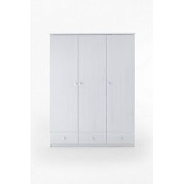 Natur24 Kleiderschrank Kleiderschrank Progress 150x198 Fichte Weiß 3 Türen 3 Schubladen