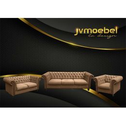 JVmoebel Sofa Schwarze Chesterfield Sofagarnitur Chesterfield Design Wohnzimmer