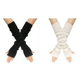XDeer Strickhandschuhe 2 Paar Lange Fingerlose Handschuhe