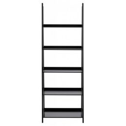 ACTONA GROUP Bücherregal Leiterregal in Weiss oder Schwarz, Standregal, lackiertem Holz, stufenförmig und mit 5 Einlegeböden, schwarz