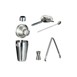 Relaxdays Cocktail Shaker 4 x Cocktailset Edelstahl 5-teilig