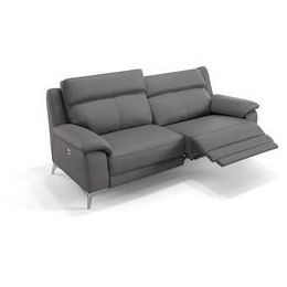Sofanella Designer Ledersofa ALIANO 3-Sitzer Couch Sofa - Grau
