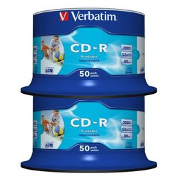 Verbatim CD-Rohling CD-R 80 Min/700 MB Verbatim 52x fullprintable NO ID in Cakebox 100 Stü
