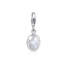 NENALINA Charm-Einhänger Zirkonia Oval Anhänger Klassisch 925 Silber