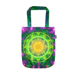 PSYWORK Tragetasche Schwarzlicht Stoffbeutel Tragetasche Neon "Zodiac Signs Green"