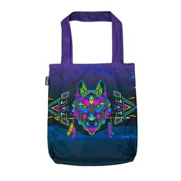 PSYWORK Tragetasche Schwarzlicht Stoffbeutel Tragetasche Neon "Sentymo Wolf"