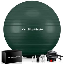 EliteAthlete® Gymnastikball Sitzball Büro ergonomisch mit Anti Burst System - Fitness Yoga Pilates Schwangerschaft - Schwangerschaftsball Fitnessball Yogaball - Yoga Ball inkl. Luftpumpe - Forest 85cm