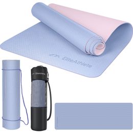 EliteAthlete® Yogamatte - Sportmatte - Fitnessmatte - Gymnastikmatte gepolstert & rutschfest für Fitness, Pilates - Yoga Matte - 183 cm x 61 cm x 0.6 cm - Trainingsmatte inkl. Transportgurt + Tasche - Frosty