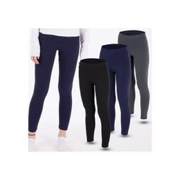 LOREZA Leggings 3 Mädchen Leggings Set lang Baumwolle blickdicht Freizeithose elastisc (3-tlg) elastischer Bund