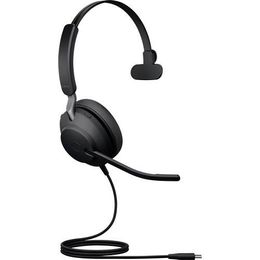 Jabra Evolve2 40, USB-C UC Mono Telefon On Ear Headset kabelgebunden Mono Schwarz Mikrofon-Stummschaltung