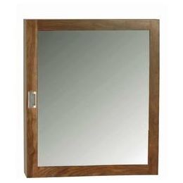 MiaMöbel Bad Spiegelschrank mit zwei Böden Glas, Massivholz Teak