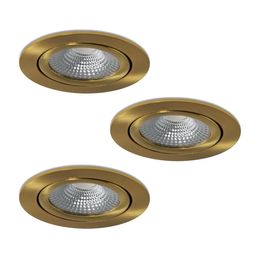 Ledisons - LED-Einbaustrahler - Set 3 Stück Vivaro gold 5 W dimmbar Extra Warmweiß 2700 K - Wohnzimmerbeleuchtung