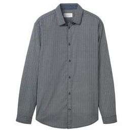 Tom Tailor Herren Hemd mit Allover-Print, blau, mehrfarbiges Muster, Gr. M