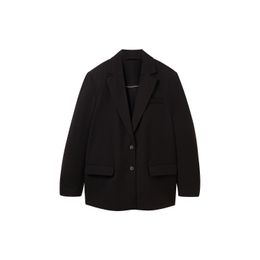 Tom Tailor Damen Oversized Blazer mit recyceltem Polyester, schwarz, Uni, Gr. 36