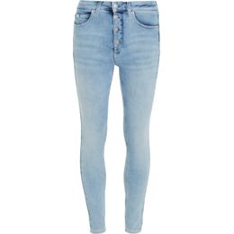 Calvin Klein Jeans Jeanshose, Knopfleiste, Logo-Patch, für Damen, blau, 29