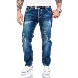 Rock Creek Straight-Jeans Herren Jeans Stonewashed dicke Naht RC-2056