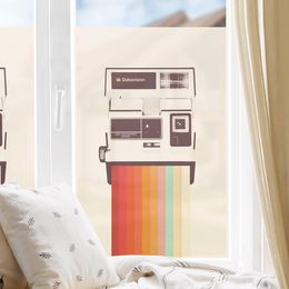 Fensterfolie Retro Kamera mit Regenbogen Film