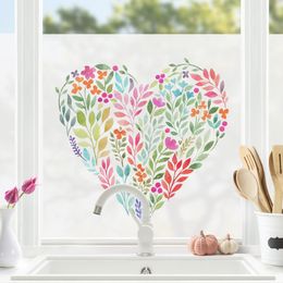 Fensterfolie Blumiges Aquarell als Herz