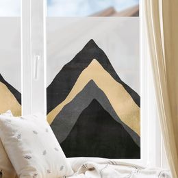 Fensterfolie Goldener Berg Schwarz Weiß