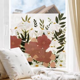Fensterfolie Blumenvielfalt in Rosa und Weiß II