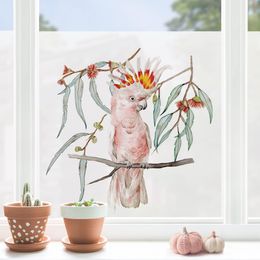 Fensterfolie Kakadu mit Rosa Federn