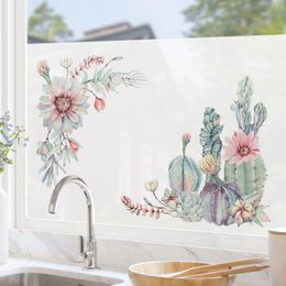 Fensterfolie Aquarell Kaktus Blüte Ornament
