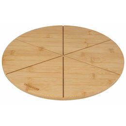 Fackelmann - Pizza Schneidebrett Holz rund 32 cm – Aus nachwachsendem Bambus – Schneidrillen für perfekt gleichgroße Pizzastücke – Pizzabrett aus der