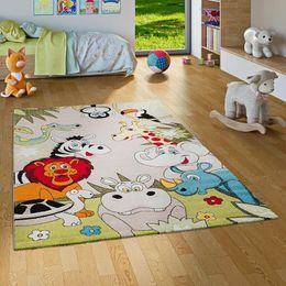 Pergamon - Kinder Teppich Faro Safari Bunt Tiere - 140x200 cm