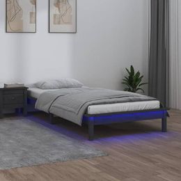 Bett Massivholzbett mit LEDs - Jugendbett Grau 100x200 cm BV266989 Bonnevie